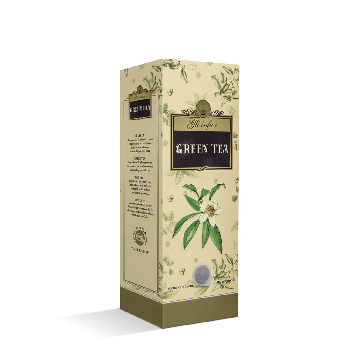 Green tea infusion in Paper Ese Pods format · Caffè Poli